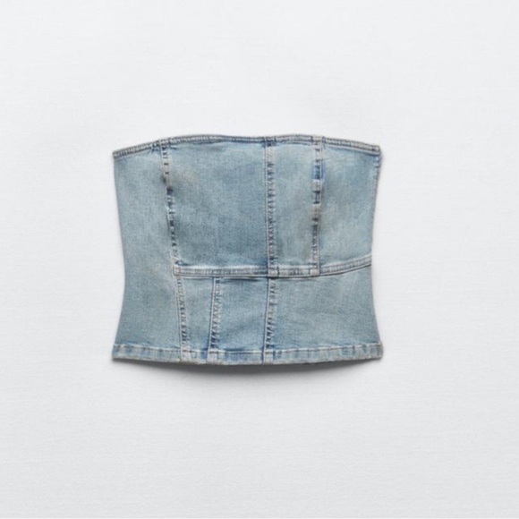 Zara | Tops | Zara Denim Crop Tube Top | Poshmark
